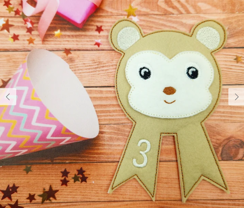 Monkey Birthday Badge | Digital Embroidery File – Leatherette Lane